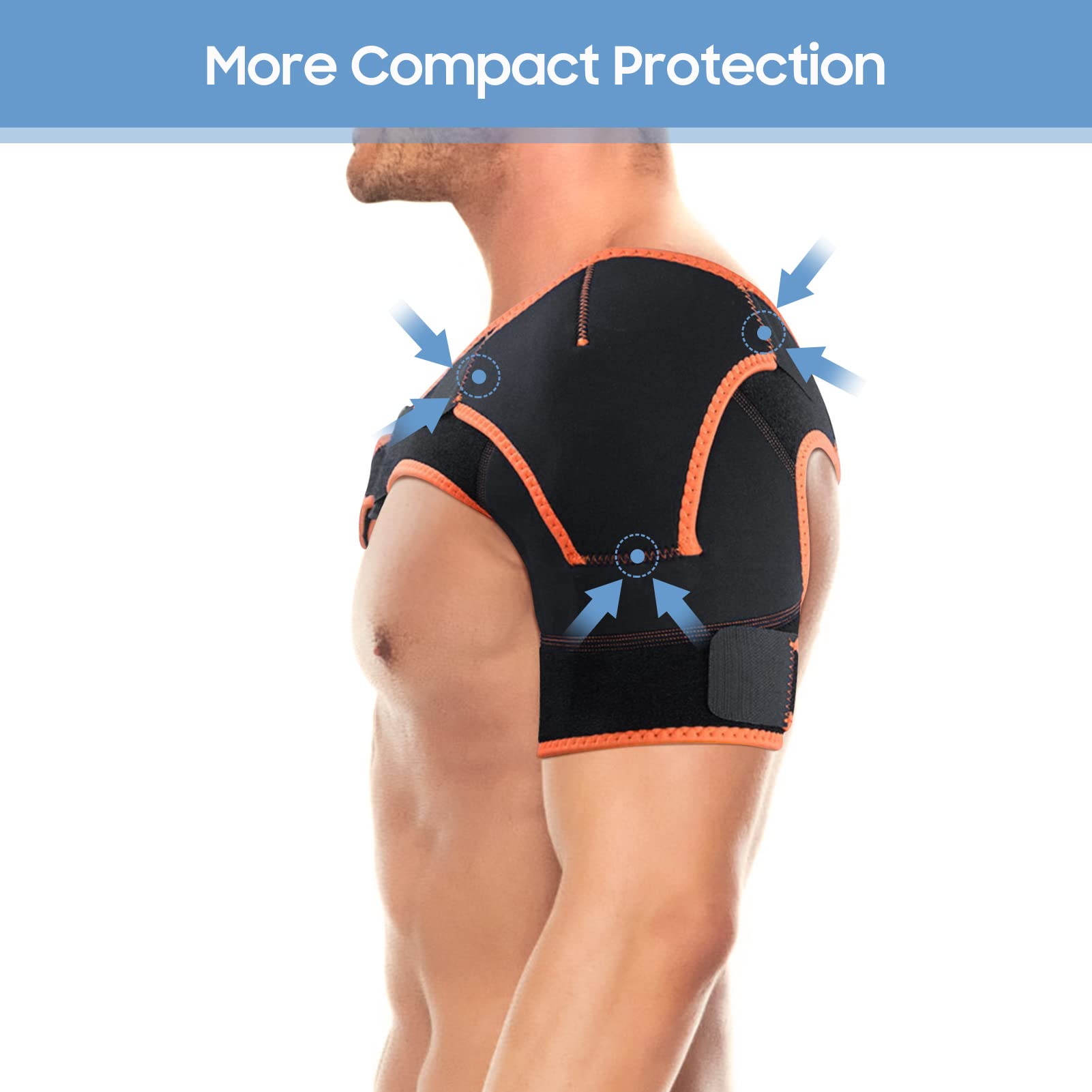 Shoulder Stability Brace, Compression Sleeves Recovery Rotator Cuff Support Wrap with Pressure Pad Adjustable Breathable Arm Strap for Men Women AC Joint Pain Relief Injuries Tears Dislocated