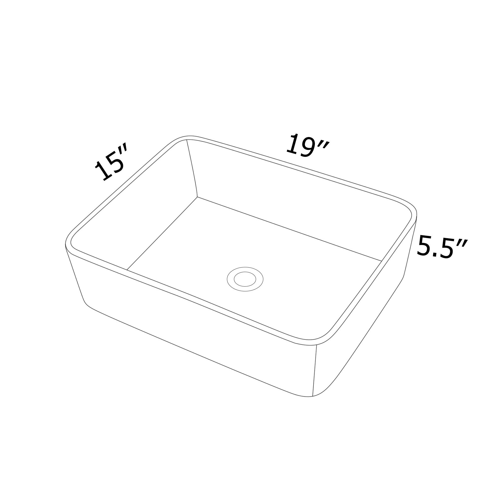 Vessel Sink Rectangular - Lofeyo 19"x15" Vessel Sink White Ceramic Bathroom Sink Above Counter Rectangle Vanity Sink Basin