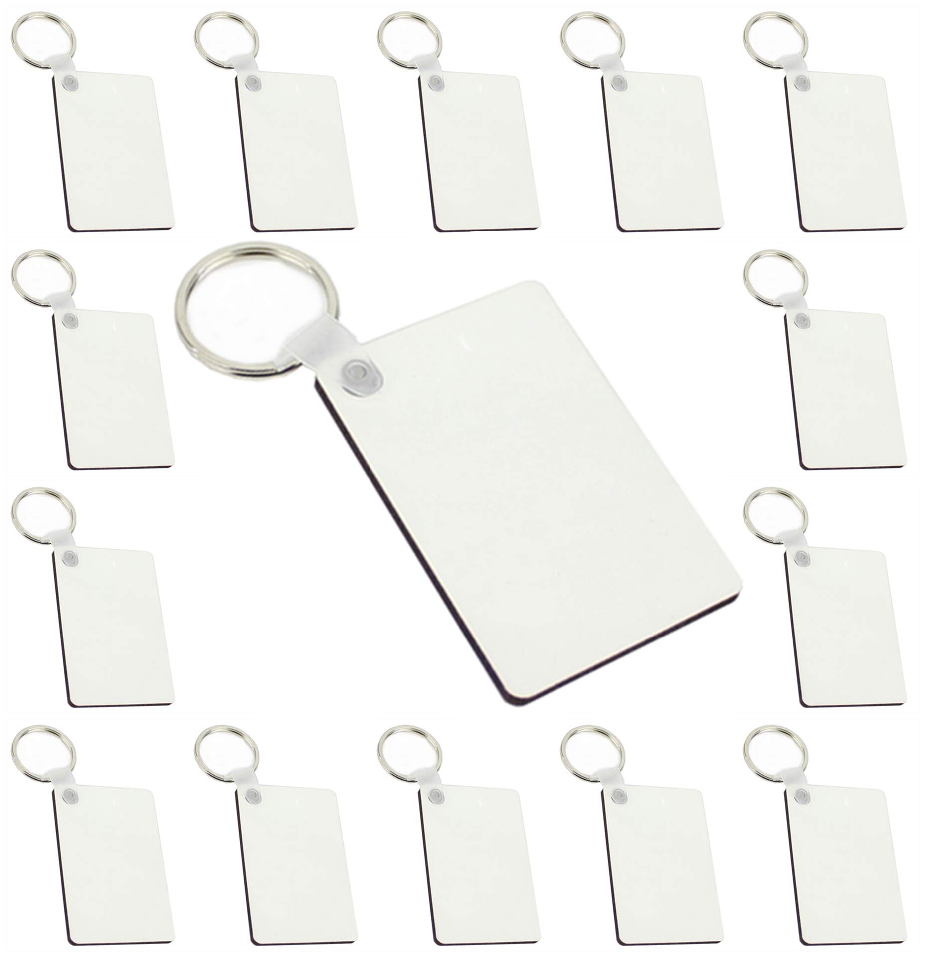 PHAETON 35PCS Rectangle Blank Board Keyring Keychain Printing Keyrings Women Men DIY Sublimation Key Chains Accessories(Double Sided)