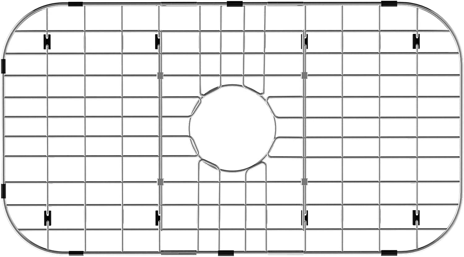 MIYUPTC Kitchen Sink Grates Bottom Grid for Kitchen Sink, Stainless Steel Metal Sink Bottom Grid Sink Protector Grid Center Drain Hole, Sink Grate (26"Lx14"W)