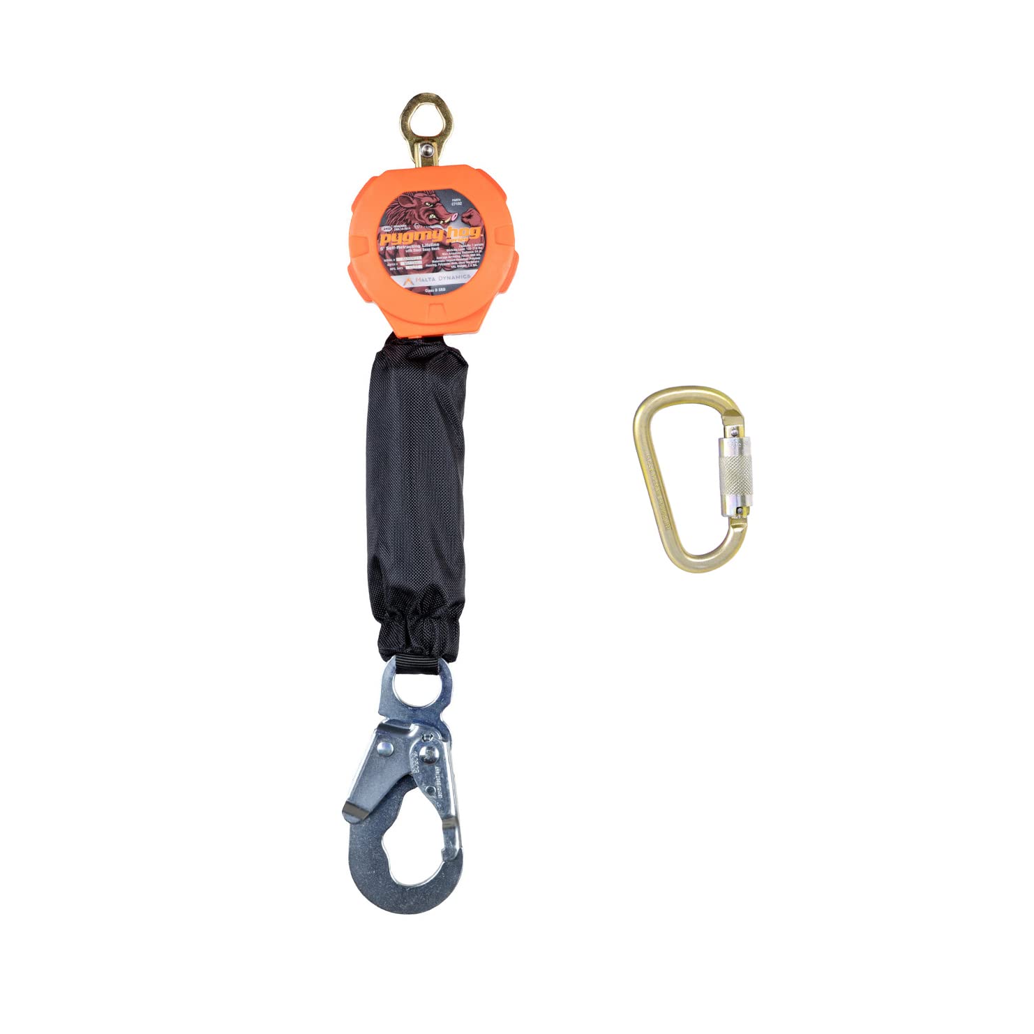 Malta Dynamics Pygmy Hog 6-Foot Web Self-Retracting Lifeline with Steel Snap Hook, OSHA/ANSI Compliant