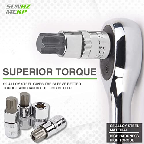 SUNHZMCKP 60-Piece Master Torx Bit Socket and External Torx Socket Set, S2 Alloy steel,E4-E24, T6-T70,TT6-TT70,TP8-TP60,The best auto repair tool