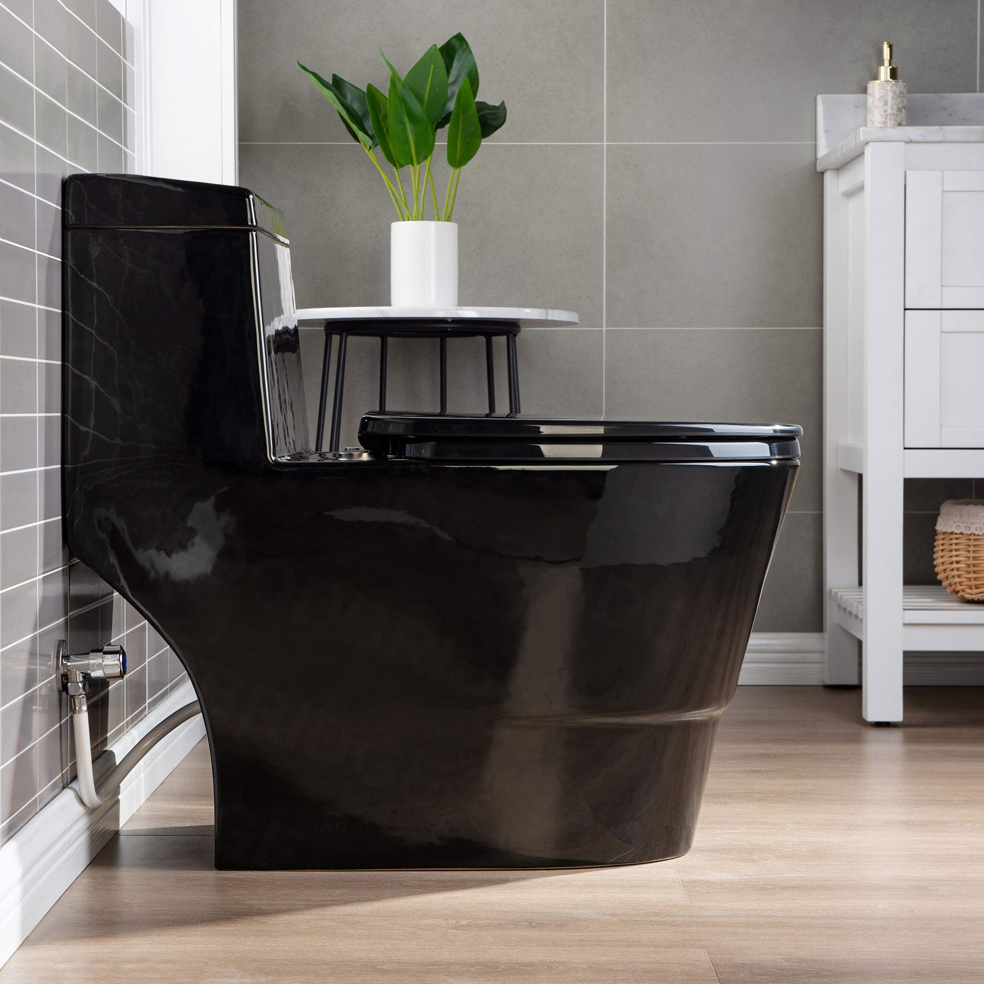 WOODBRIDGEE One Piece Toilet with Soft Closing Seat, Chair Height, 1.28 GPF Dual, Water Sensed, 1000 Gram MaP Flushing Score Toilet, T-0015