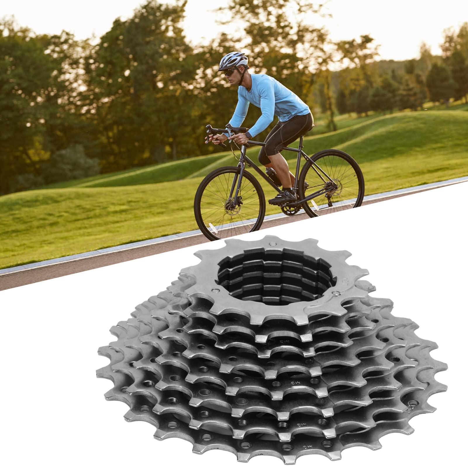 Shanrya 10 Speed Cassette, Hollow Bike Cassette High Accuracy Noise Free for Road Bicycle