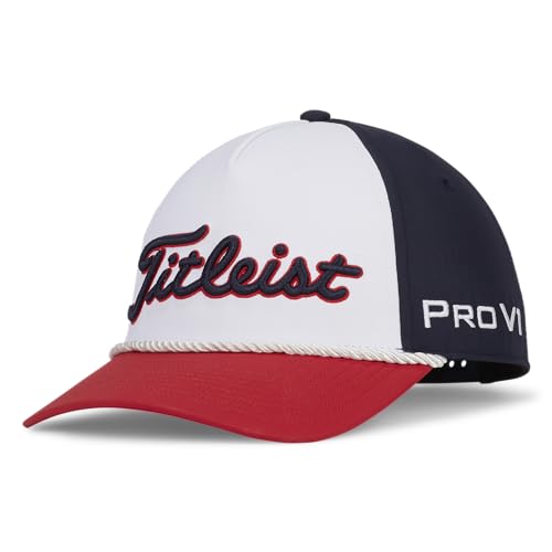 Titleist Men's Standard Tour Rope Golf Hat, Navy/Red/White, One Size