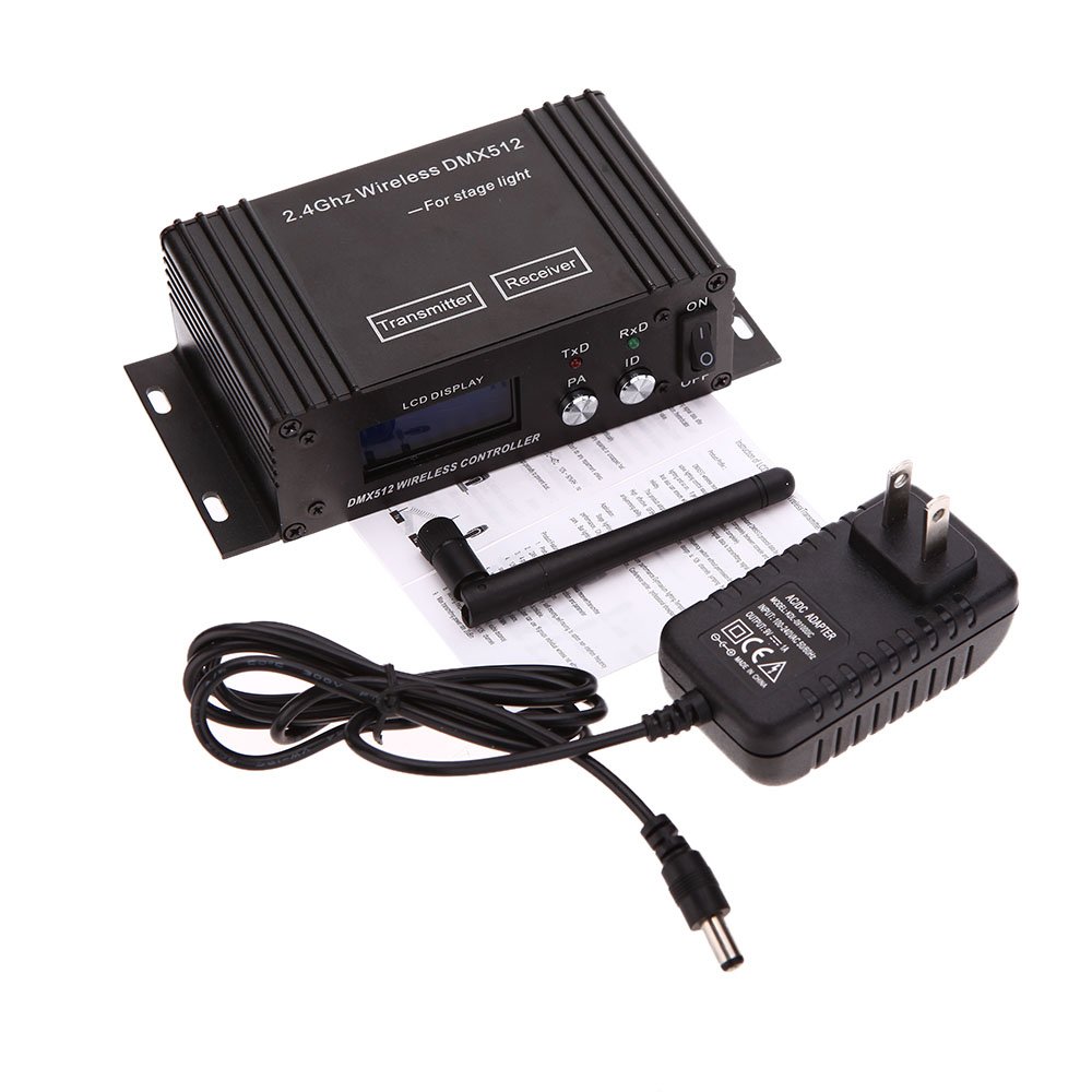 Shineslay 2.4G Wireless DMX 512 Controller T-ransmitter Receiver LCD Display Power Adjustable Repeater Lighting Controller