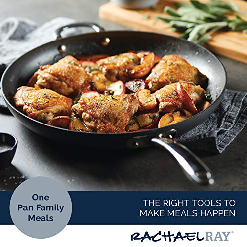 Rachael Ray 80089 Professional Hard Anodized Nonstick Frying/Fry Pan/Skillet with Helper Handle, 14 Inch - Gray