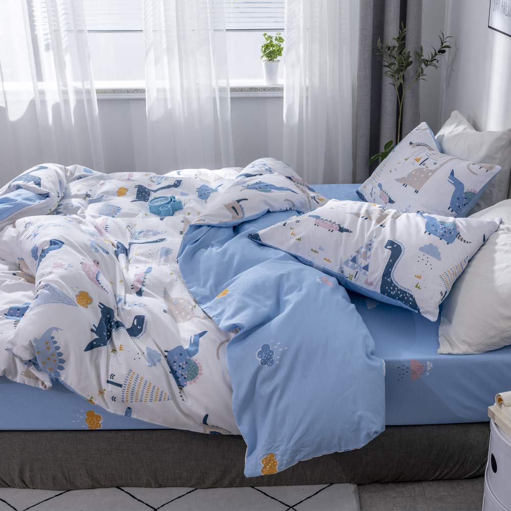 MICBRIDAL EAVD Cloud Print Kids Fitted Sheet Twin Cotton Blue Fitted Sheet for Boys Girls Super Cute Cloud Rain Print Twin Fitted Sheet Only with 15" Deep Pocket-Soft&Breathable