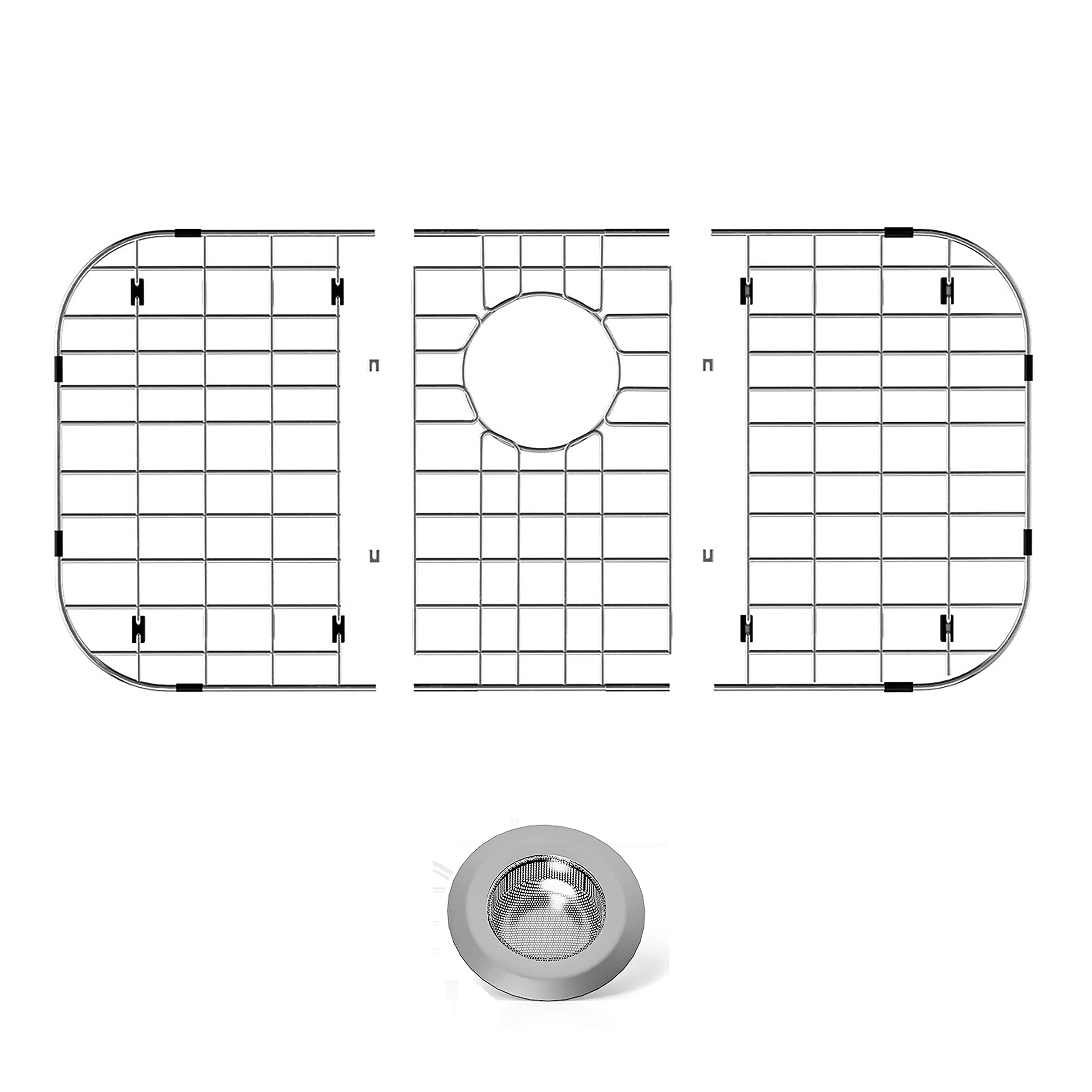 Sink Protectors for Kitchen Sink 26" x14", Stainless Steel Sink Protector with Rear Drain Hole Sink Rack for Bottom of Sink with Sink Strainers (Separable, 26" x 14", Rear Drain)