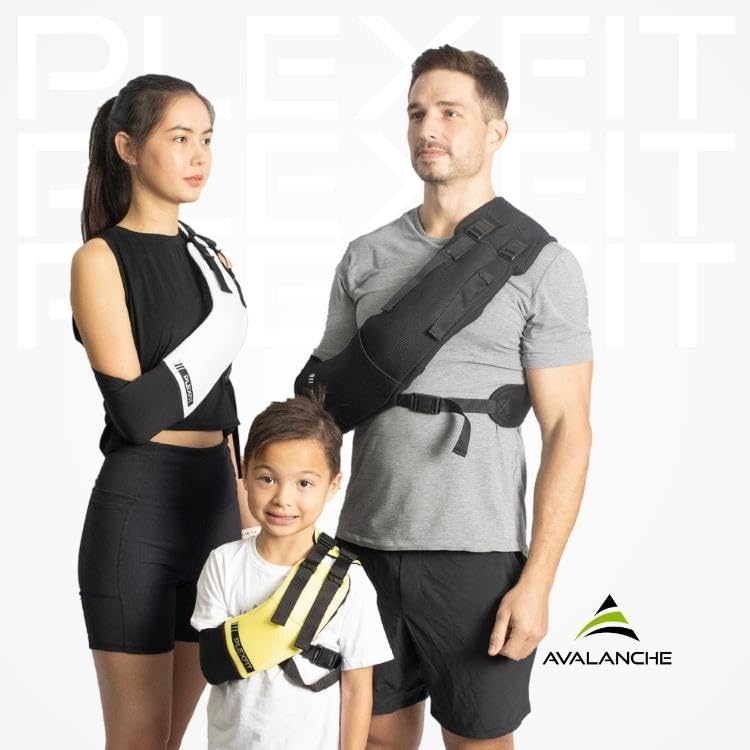 PLEXFIT Athletic Arm Sling Class A Medical Device - Shoulder Sling Immobilizer for Injury Support - For Elbow & Wrist Too - Men & Women (Large Right, Black)
