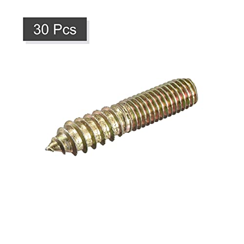uxcell M10x50mm Hanger Bolts, 30pcs Double Ended Thread Dowel Screws for Wood Furniture Connecting