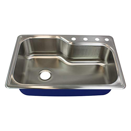Transolid MTSO33229-1 Meridian Stainless Steel 1-Hole Drop-In Single Bowl Kitchen Sink, 22 1/64"L x 33"W x 9"H, Brushed Stainless Steel