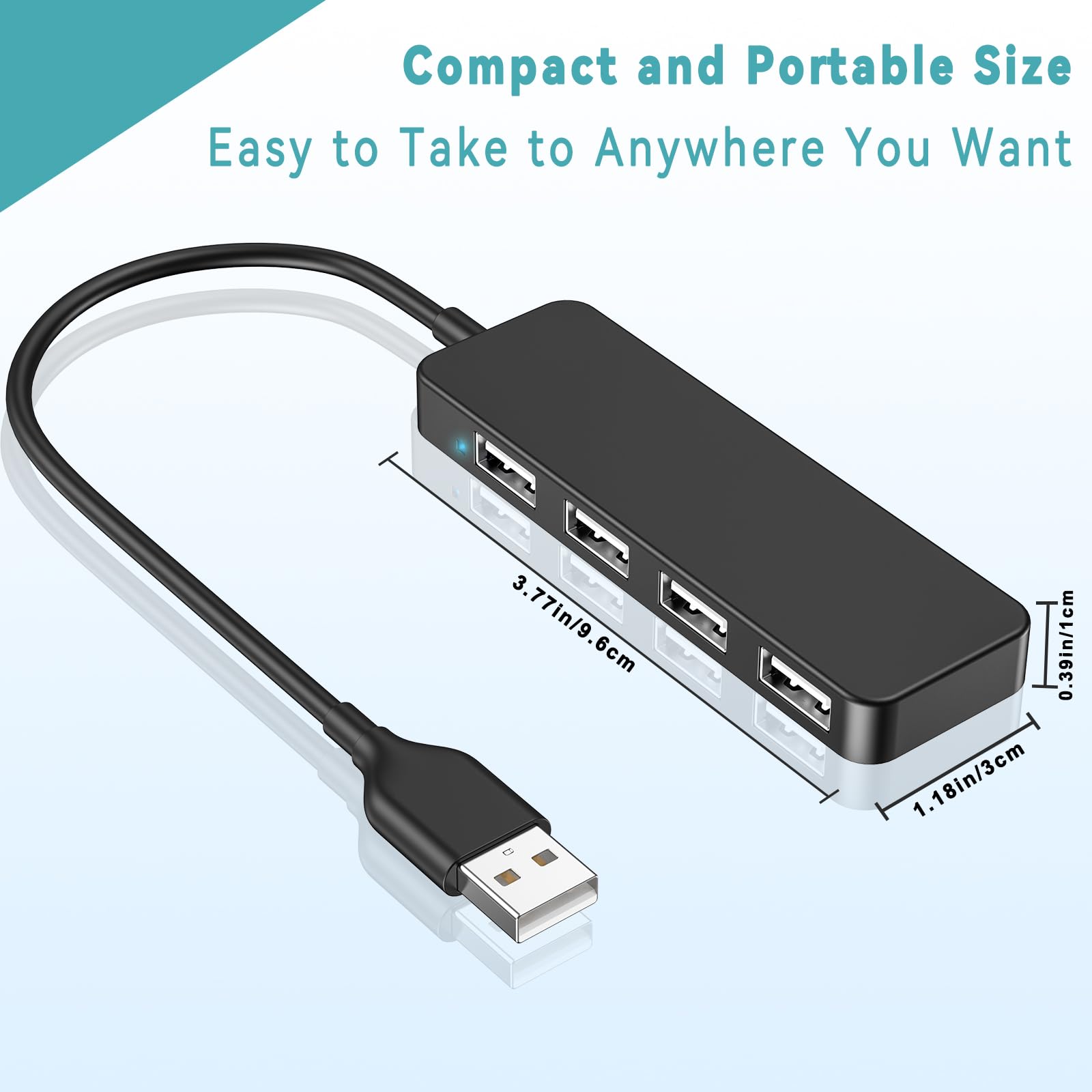 USB Hub, 4-Port USB Hub Ultra Slim Portable USB Splitter for iMac Pro, Mac Mini/Pro, Surface Pro, Notebook PC, Laptop, USB Flash Drives, and Mobile HDD (USB Grey)