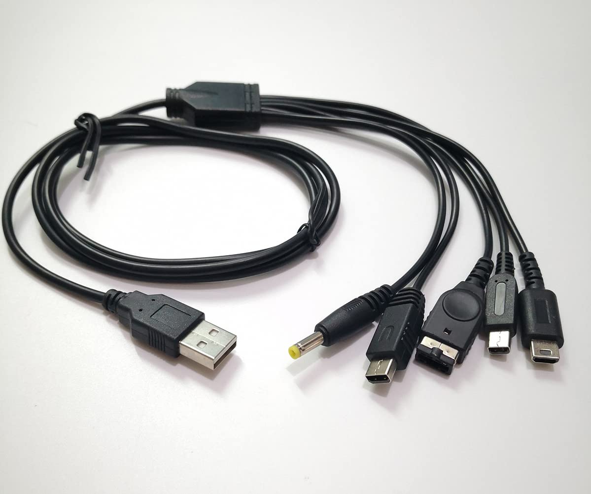 SZATXUK 5 in 1 USB Charger Cable Compatible with GBA SP/3DS/NDS Lite/WII U/PSP