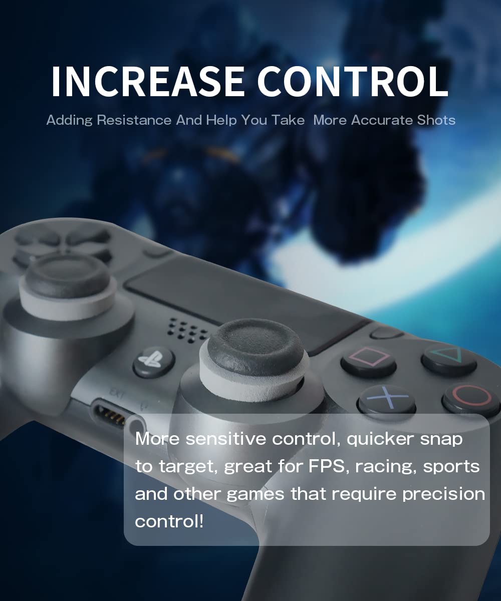 Precision Rings Aim Assist Motion Control Ring(6pc) – Thumb Grips (8pc) Rubber Analog Stick Grips(Black and RED) for PS5, PS4, Switch Pro & Scuf Controller