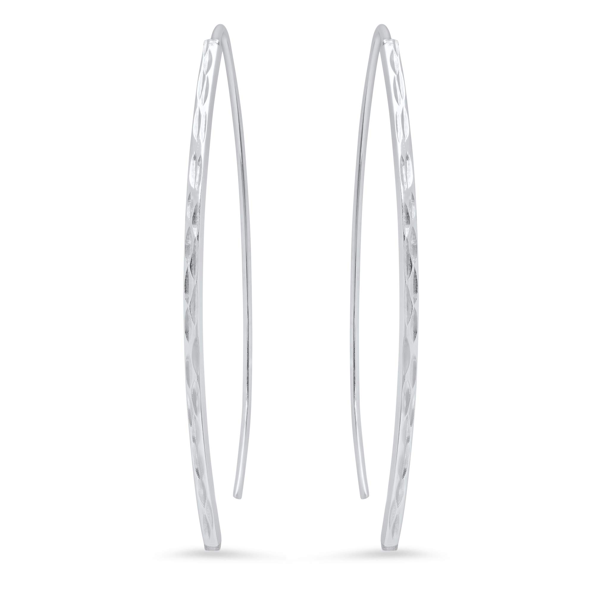 MAX + STONE Sterling Silver Diamond Cut Threader Earrings