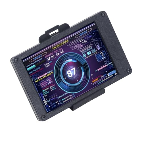 USB Mini Screen, Customizable Energy Saving Mini Size Adjustable Brightness Computer RAM Monitor 3.5 Inch Various Functions for Home Use (with Elbow Line Motherboard Line)