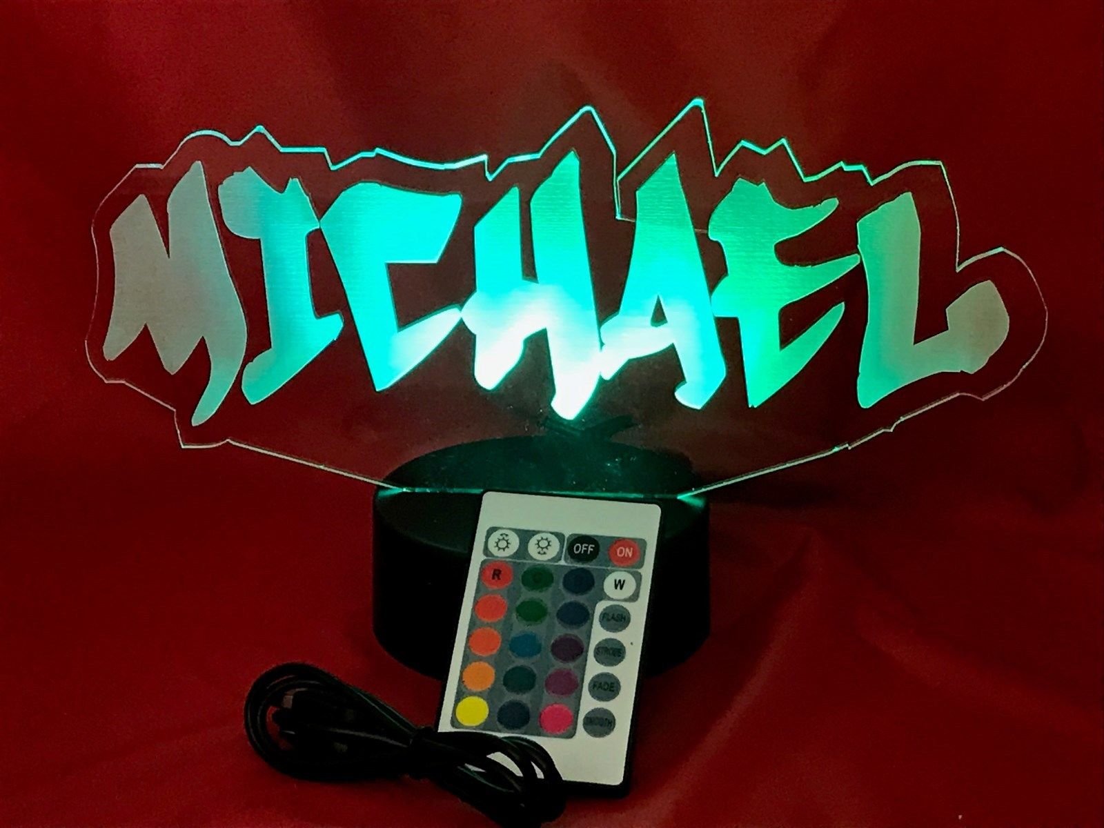 Name Light Up Lamp Any Name Shape Lamp LED Personalized Create Your Own Name In Graffiti Table Lamp LED, Our Newest Feature - It's WOW, With Remote 16 Color Options, Dimmer, Free Engraving, Great Gift
