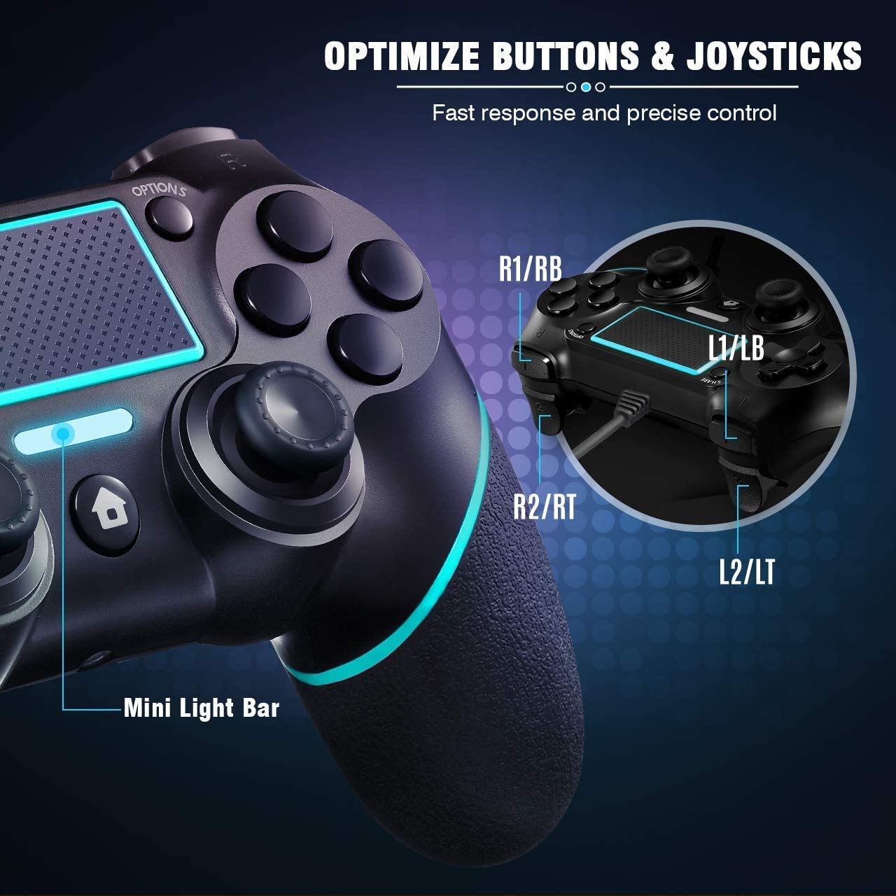 predark PC Contreoller,Wired Game Controller Compatible with P-4/PC,with Motion Motors,Mini LED Indicator and Anti-Slip Design - Berry Blue