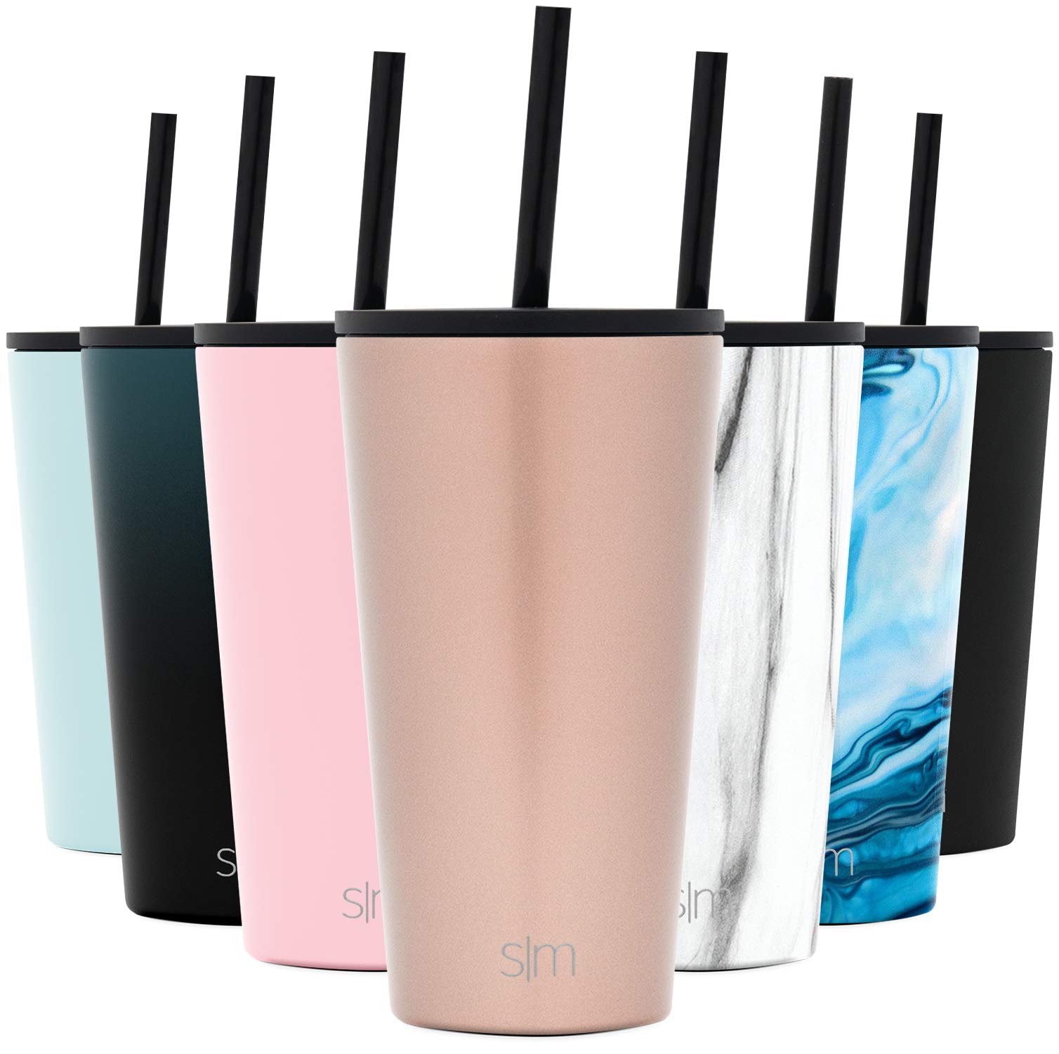 Simple Modern Insulated Tumbler with Lid and Straw | Iced Coffee Cup Reusable Stainless Steel Water Bottle Travel Mug | Gifts for Women Men Her Him | Classic Collection | 16oz | Rose Gold