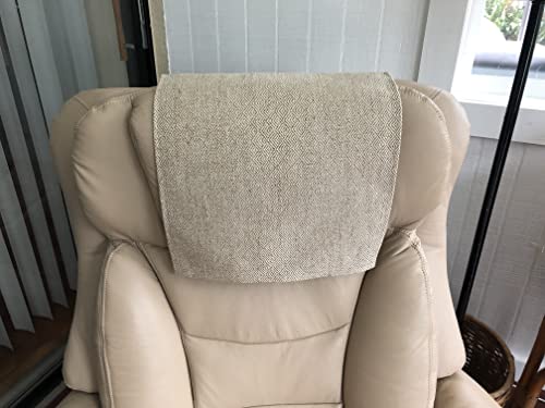 Recliner Headrest Cover as Furniture Protector, Tanja Sand Color, Size 14 x 30in for Office, Media Room Chair, Gift for Dad, Boss or Home Decor