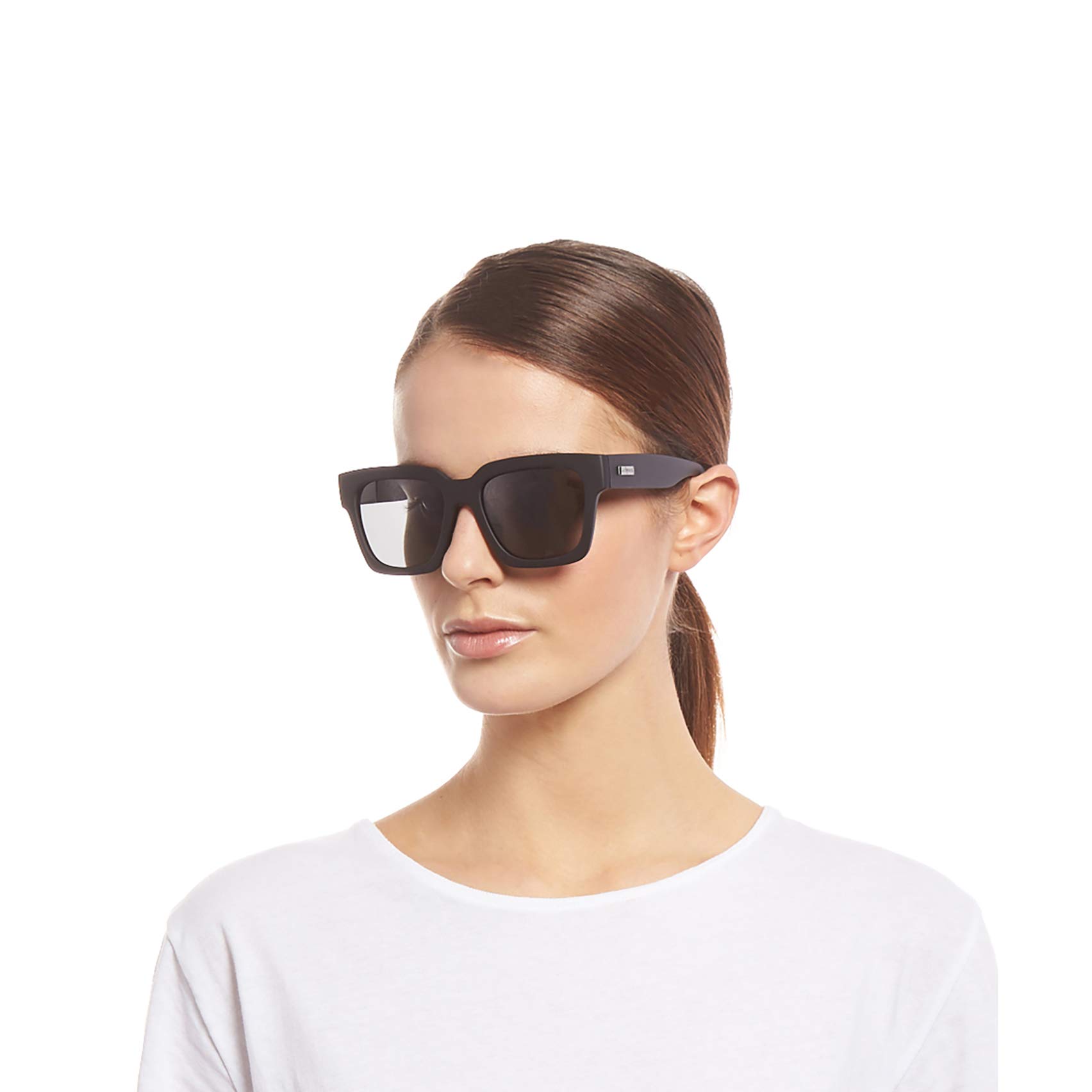 Le Specs Weekend Riot Polarized Sunglasses, Black Rubber/Smoke Mono, One Size