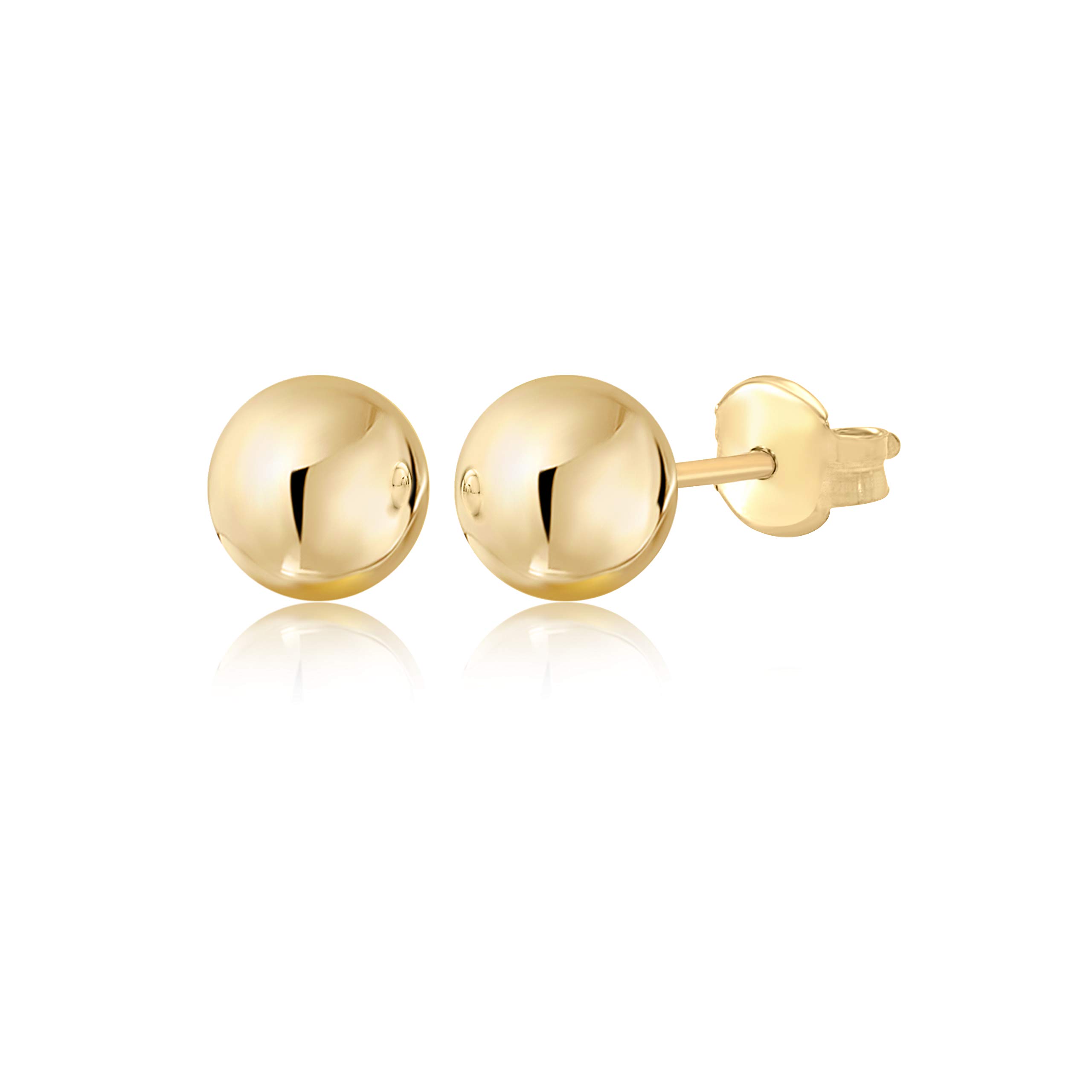 MASSETE 10k Yellow Gold Ball Stud Earrings for Women and Girls Nickel Free 7mm