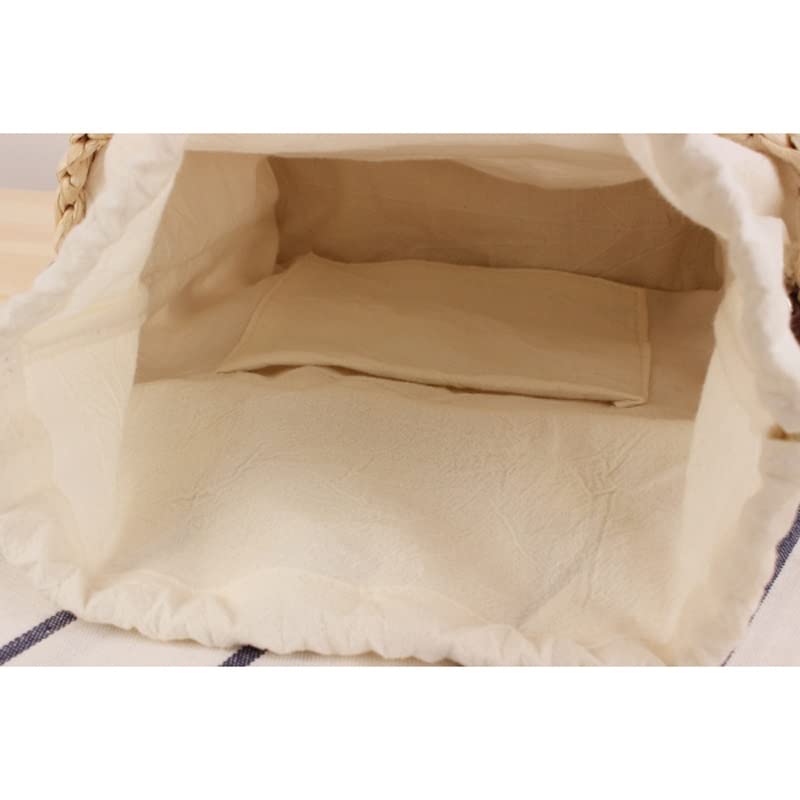 TJLSS Bag Women Hand-Woven Handbag Square Bag Rattan Bag Big Capacity Drawstring Casual Beach Shoulder Crossbody (Color : D, Size : 1)