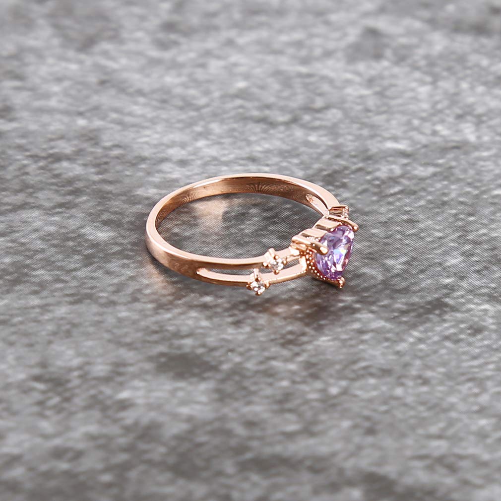 LZIYAN Heart Shape Purple Zircon Rings Charm Fashion Ring Jewelry for Women,Size 7