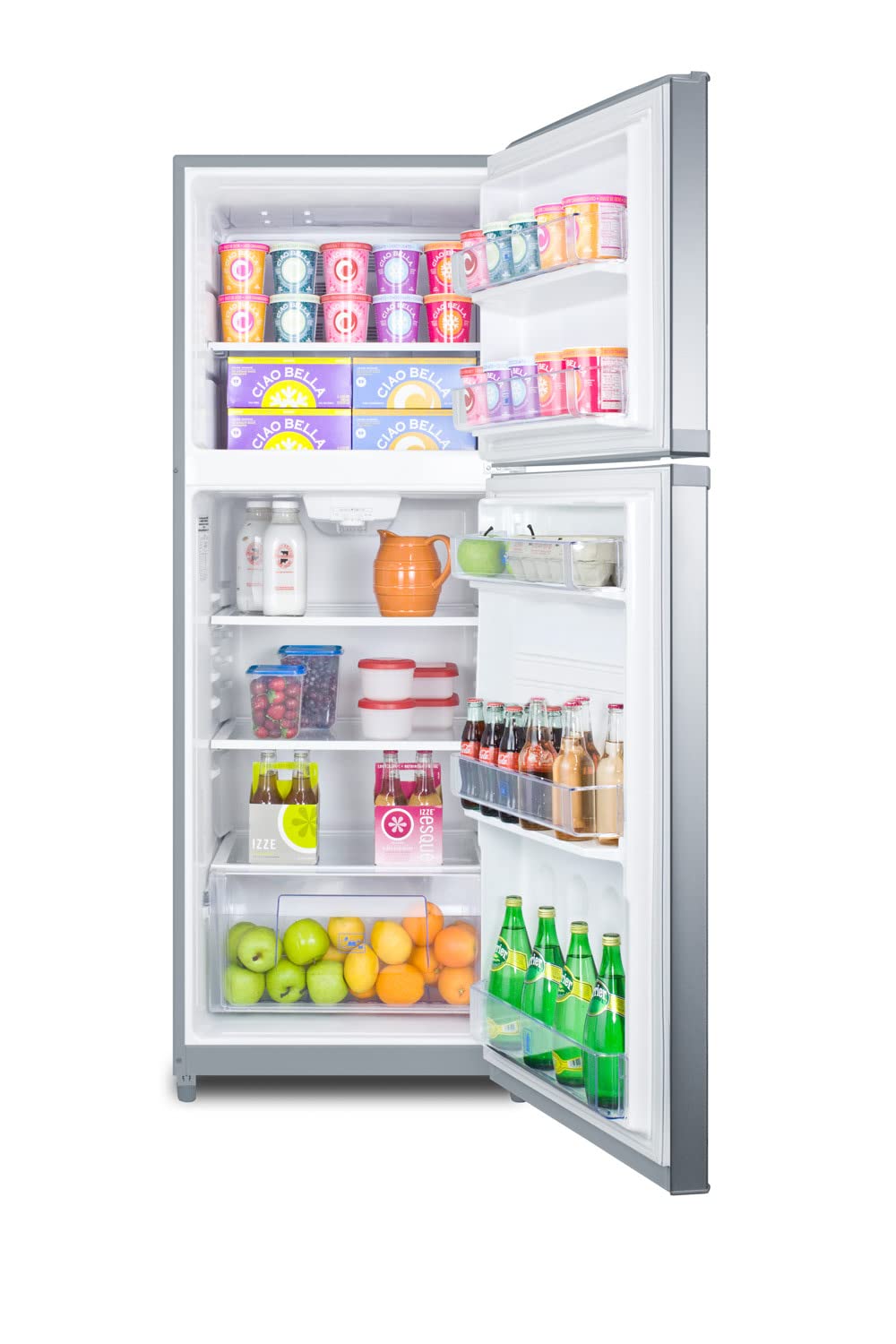 Summit FF1427W 26 Top Freezer Refrigerator with 12.9 cu. ft. Capacity Adjustable Glass Shelves Reversible Doors Interior Light in White