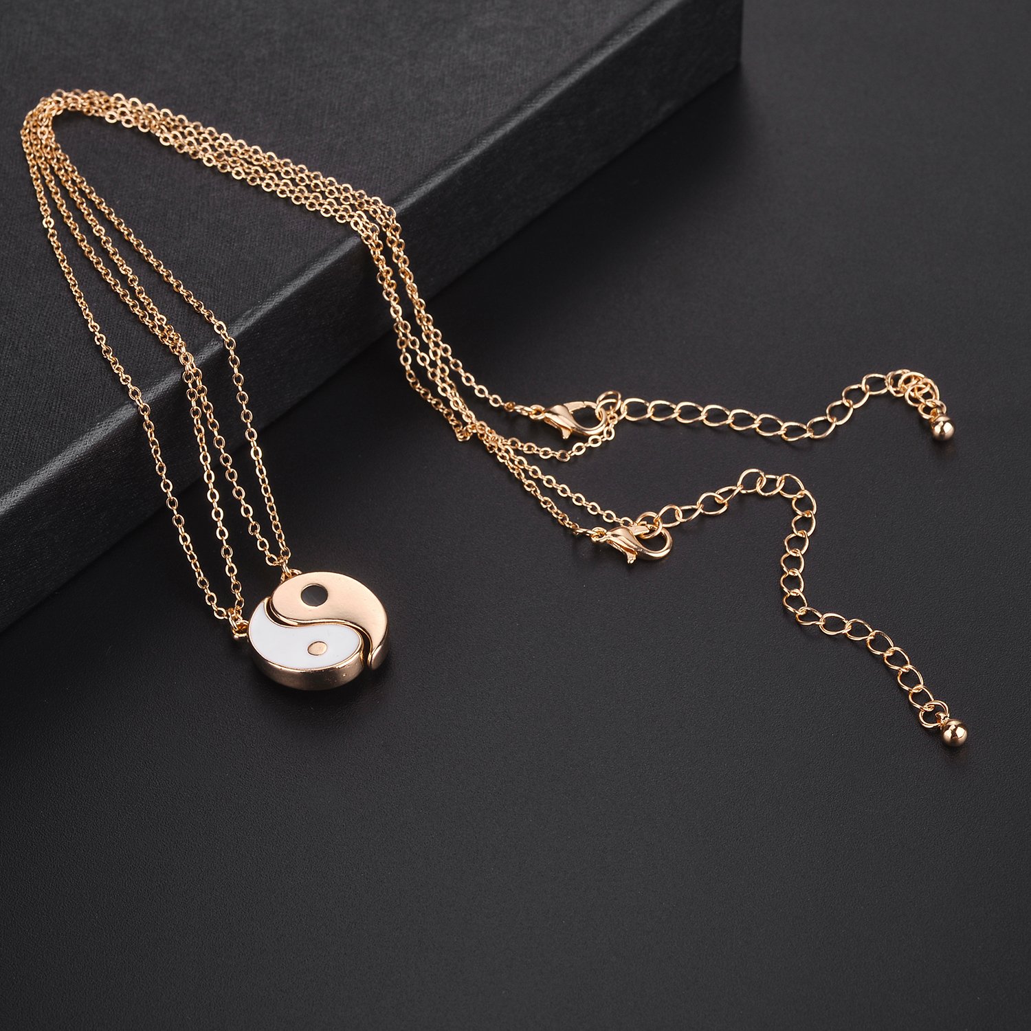 LUX ACCESSORIES Ying Yang Twins Emoji symbol BFF Pendent Friendship Necklaces Gift for Friends (Gold)