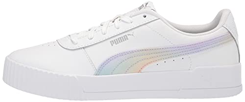 Puma Women's Carina Sneaker, L Prismatic White-Silver, 8