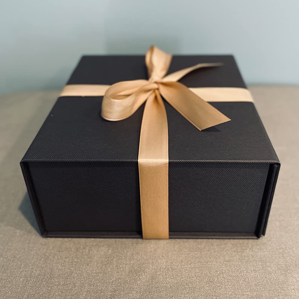 LIFELUM Gift Box 2 Pack 11 x 8 x 3.5 Inches,Black Gift Boxes for Presents with Magnetic Lid Luxury Christmas Gift Boxes for Present Box Contains Card, Ribbon, Shredded Paper Filler