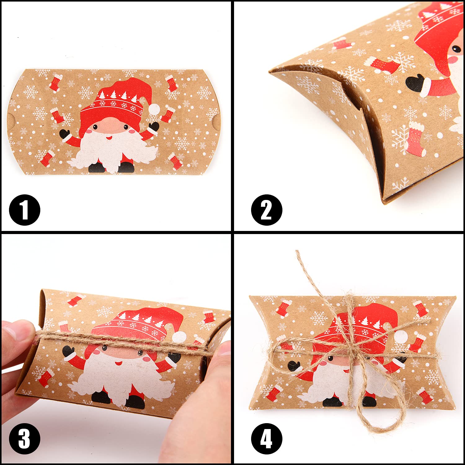 LOKIPA Christmas Small Boxes, 36 Gift Pillow Boxes Candy Jewellery Box for Christmas Party Favor