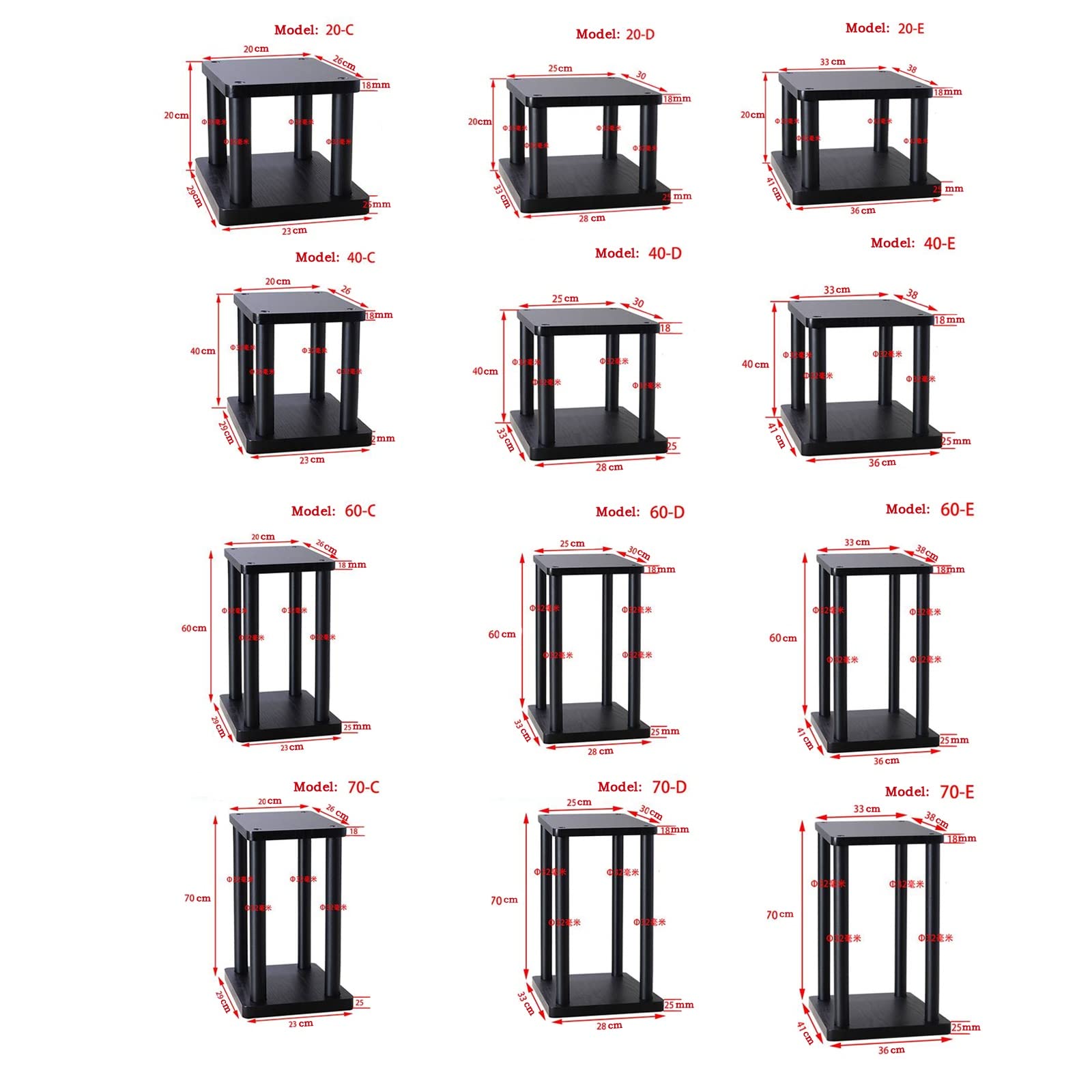 Speaker Stands Sound Stand Floor Stand Audio Thick Desktop Speaker Base Sound Bracket Stand Nail Foot Pad Shock Absorbing Shelf Speaker Bracket Floor/Wall Mount Speaker Stand (Size : 20-C)
