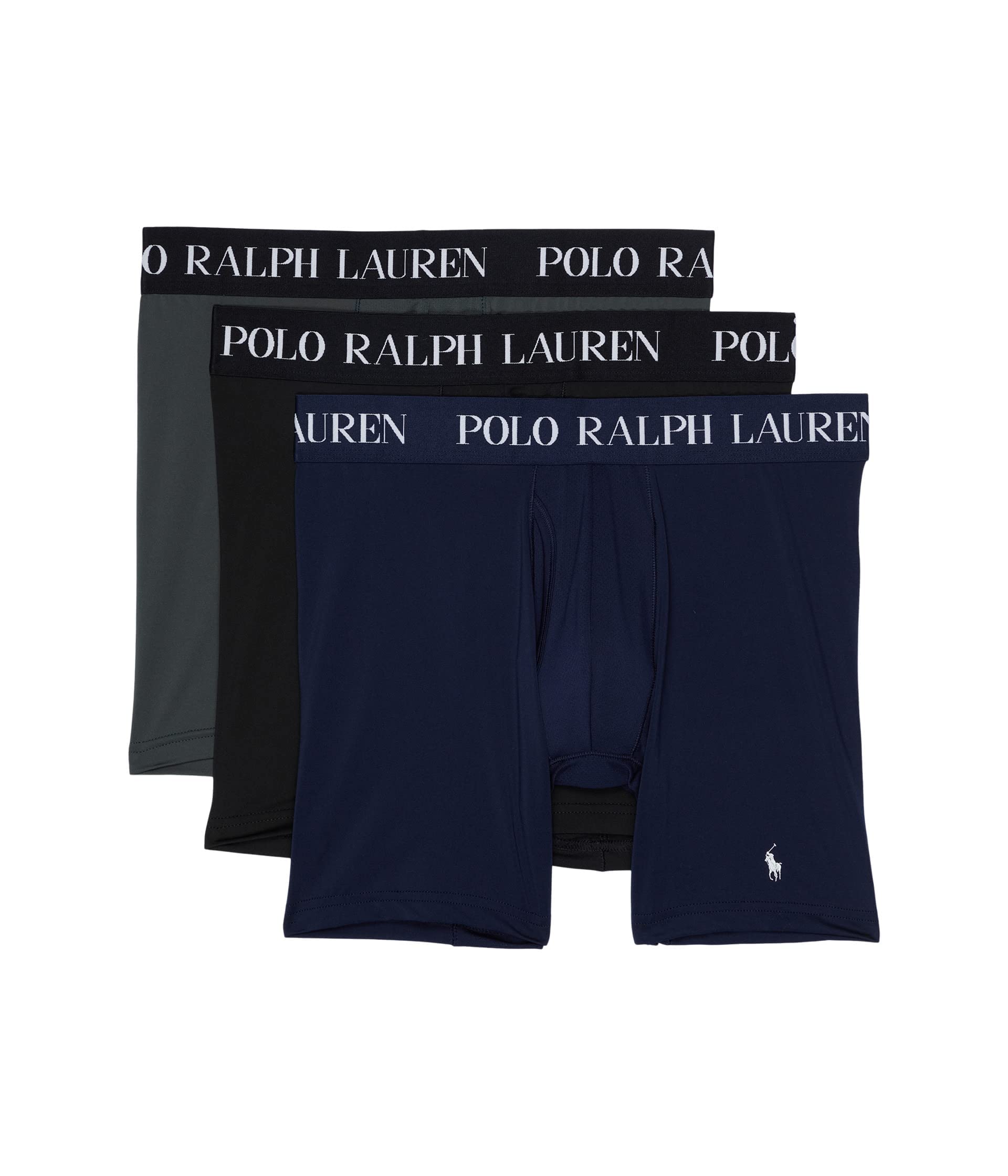 POLO RALPH LAUREN 4-D-Flex Performance Mesh Boxer Briefs 3-Pack Cruise Navy/Polo Black/Charcoal Grey MD