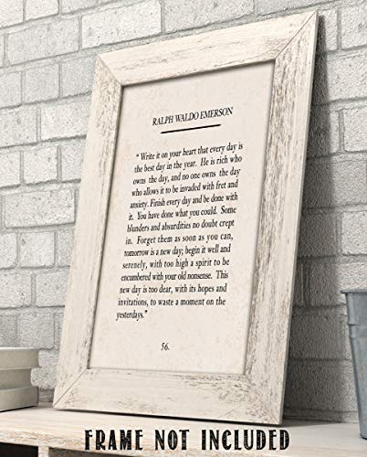 Write It On Your Heart - Motivational Wall Decor Print, Ralph Waldo Emerson Quotes Wall Art For Living Room Decor, Office Decor, and Study Wall Decorations. Unframed Poetry Wall Art Print- 8x10β