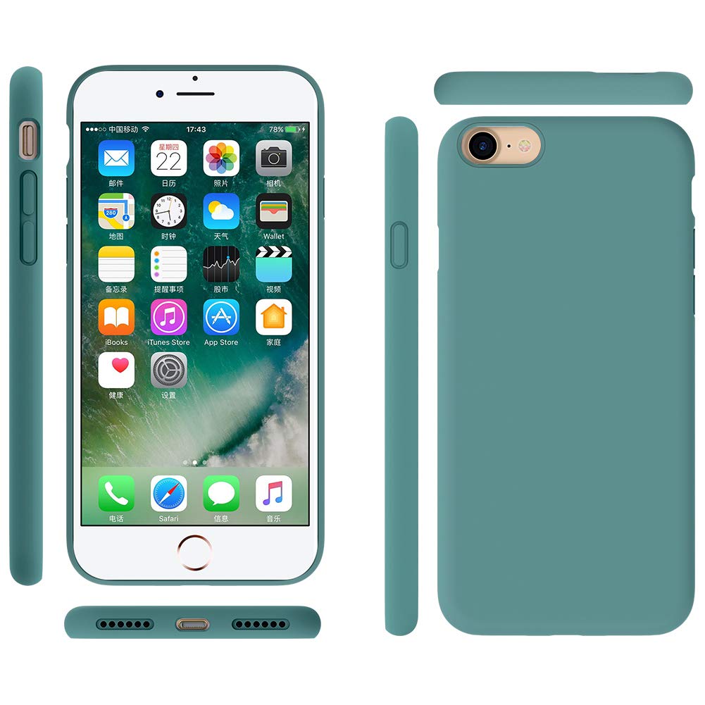 Miracase iPhone SE Case 2022/2020,iPhone 8 case,iPhone 7 Silicone Case Gel Rubber Full Body Protection Case Drop Protection for Apple iPhone SE 2022/2020/8/7(4.7")(Midnight Green)