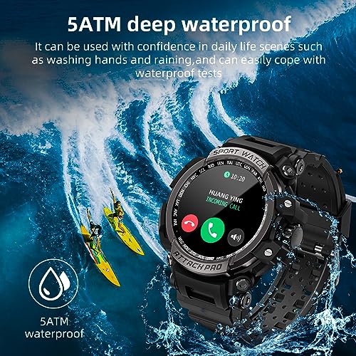 LOKMAT Smart Watch - Outdoor Sports Military Smart Watches for Men Bluetooth Call (Answer/Make Calls), Waterproof Tactical Rugged Smartwatch, Fitness Tracker Watch for Android iPhones