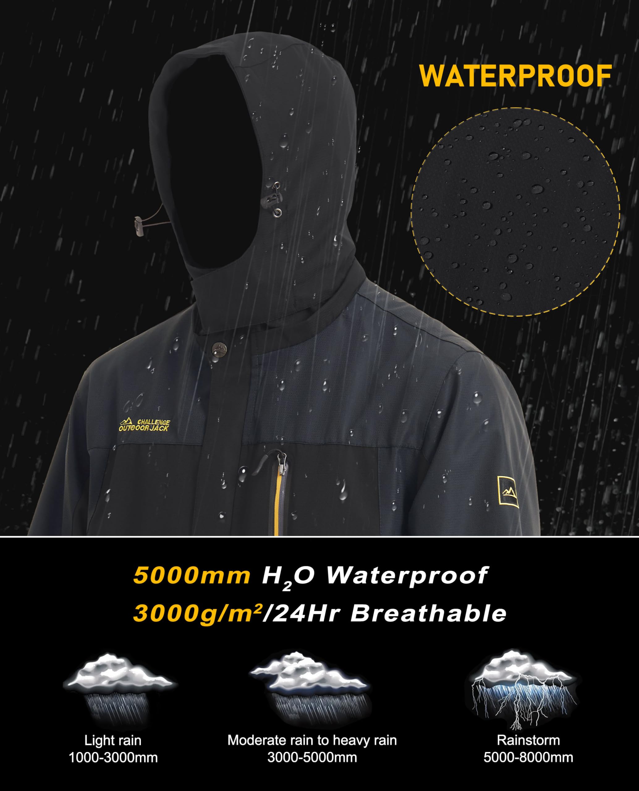 MAGCOMSEN Mens Windbreaker Jackets Rain Jacket Climbing Waterproof Jacket Travel Lightweight Jacket Cycling Jacket Outdoor Coats