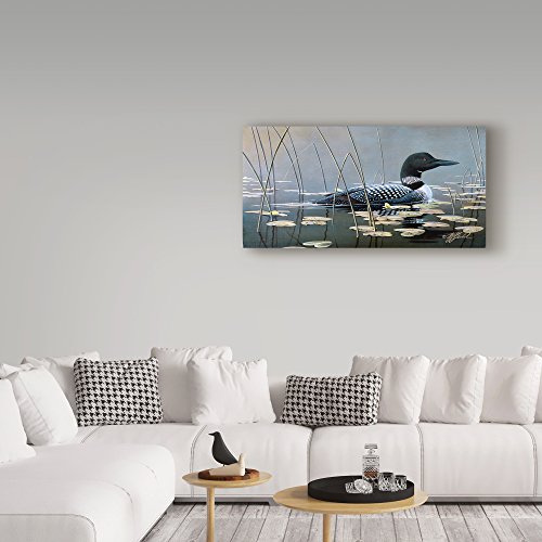 Loon In Reeds by Wilhelm Goebel, 12x24-Inch
