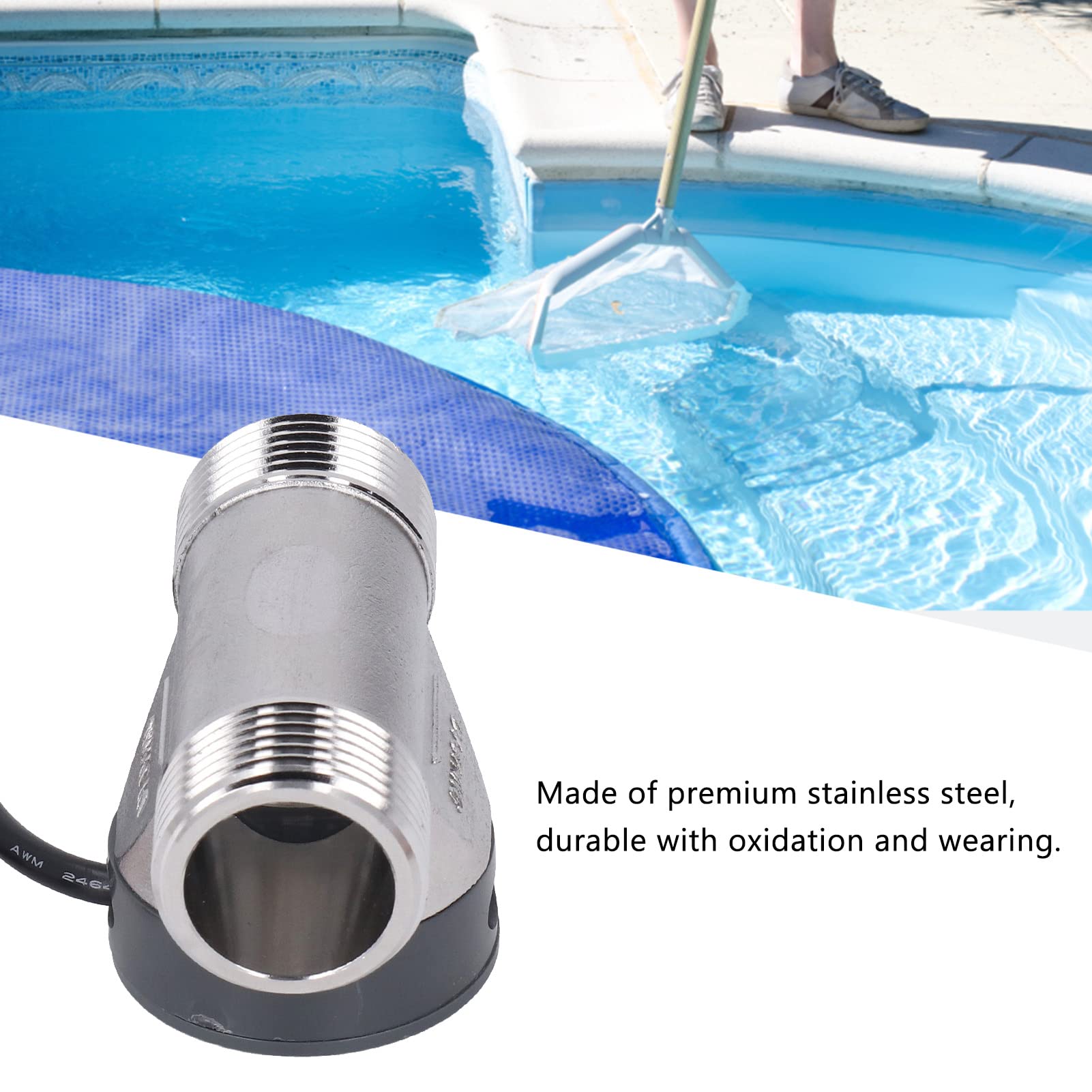 Water Flow Meter Flowmeter, Water Flow Counter Flow Sensor Counter Sensor Stainless Steel for Pool Fish Pond 3.5‑24V DC