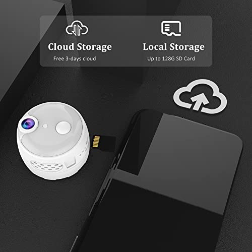 Mini Spy Hidden Camera 4K Indoor Small WiFi Wireless Nanny Cam Home Security Cameras Tiny Office Secret Surveillance Cams with 100 Days Standby Phone APP Human Detection Auto Night Vision (White)