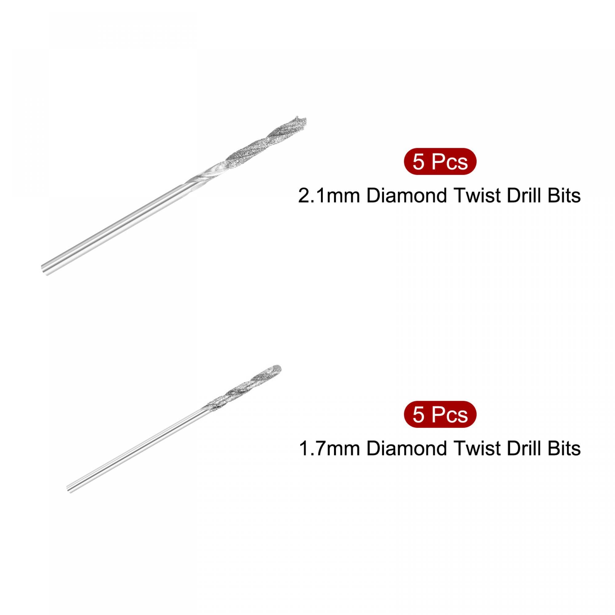 uxcell 10Pcs 1.7mm 2.1mm Diamond Twist Drill Bits High Speed Steel for Glass Sea Shells Stone Tiles
