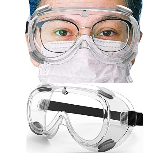 WOOLIKE Safety Goggles Medical Goggles Fit Over Eyeglasses Anti-Fog Safety Glasses Clear Lab Goggles chemistry Protective Eyewear ANSI Z87.1