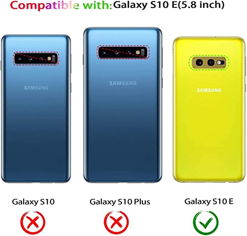 YmhxcY Cases with Explosion-Proof Film[2 Pack] and Camera Lens Screen Protective Film[2 Pack], Heavy Protection Cover for Samsung Galaxy S10E-Blue and Orange