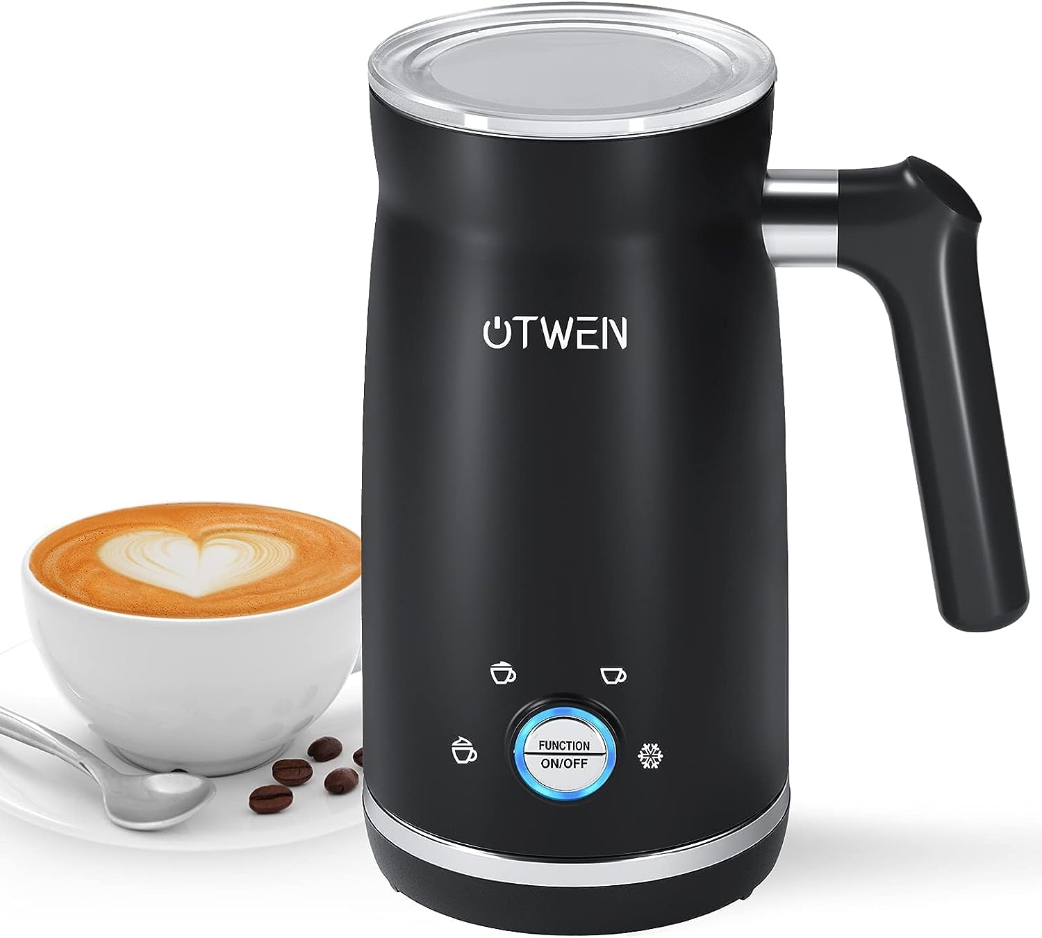 Milk Frother, Electric Milk Frother and Steamer, Automatic Hot Cold Milk Foamer, 4 Modes Stainless Steel Quiet High Capacity Milk Warmer for Coffee, Latte, Cappuccino, Macchiato, Hot Chocolates