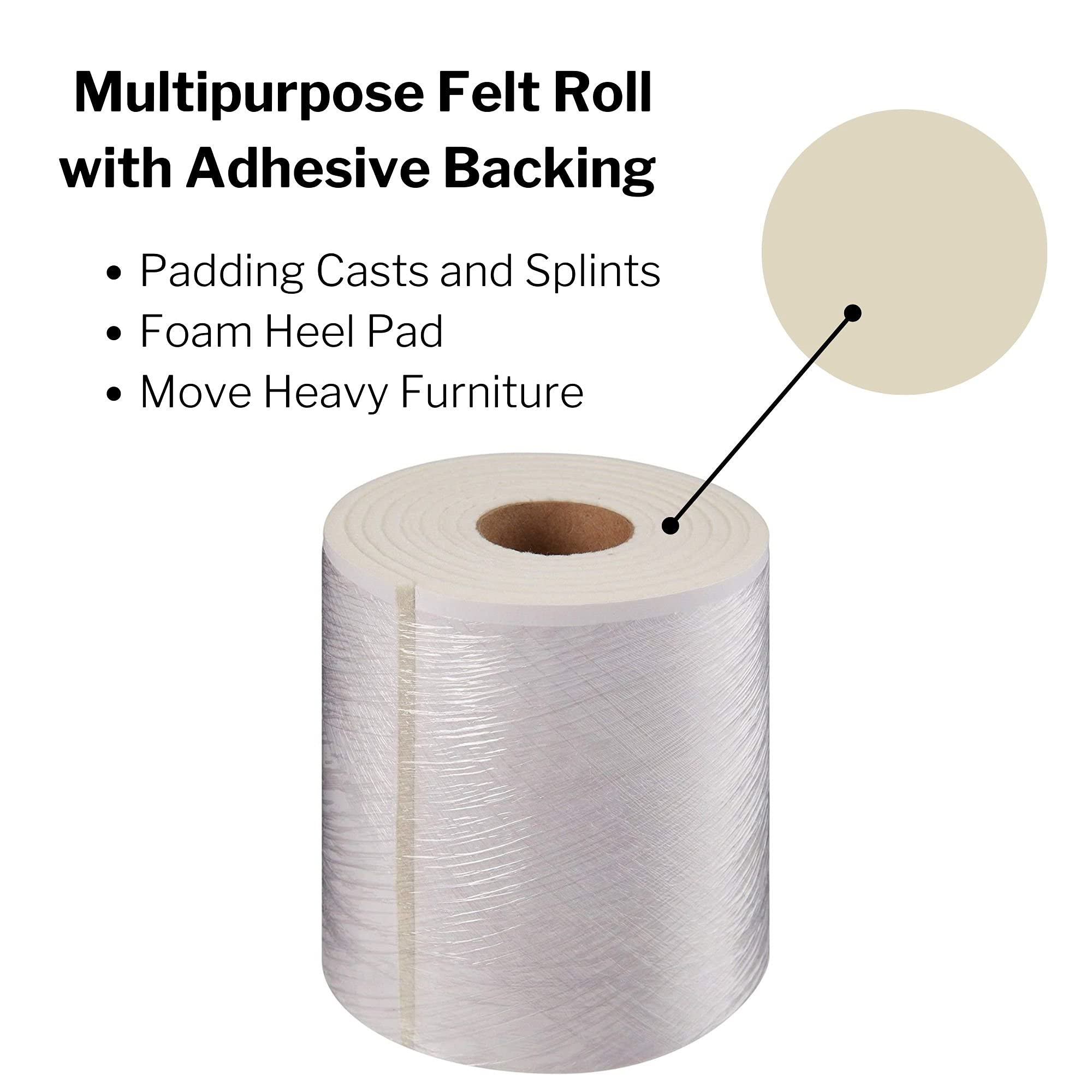 McKesson White Orthopedic Felt Roll with Adhesive Backing Rayon Splint and Cast Padding 1/4" x 6" x 2.5 Yards, 1 Count