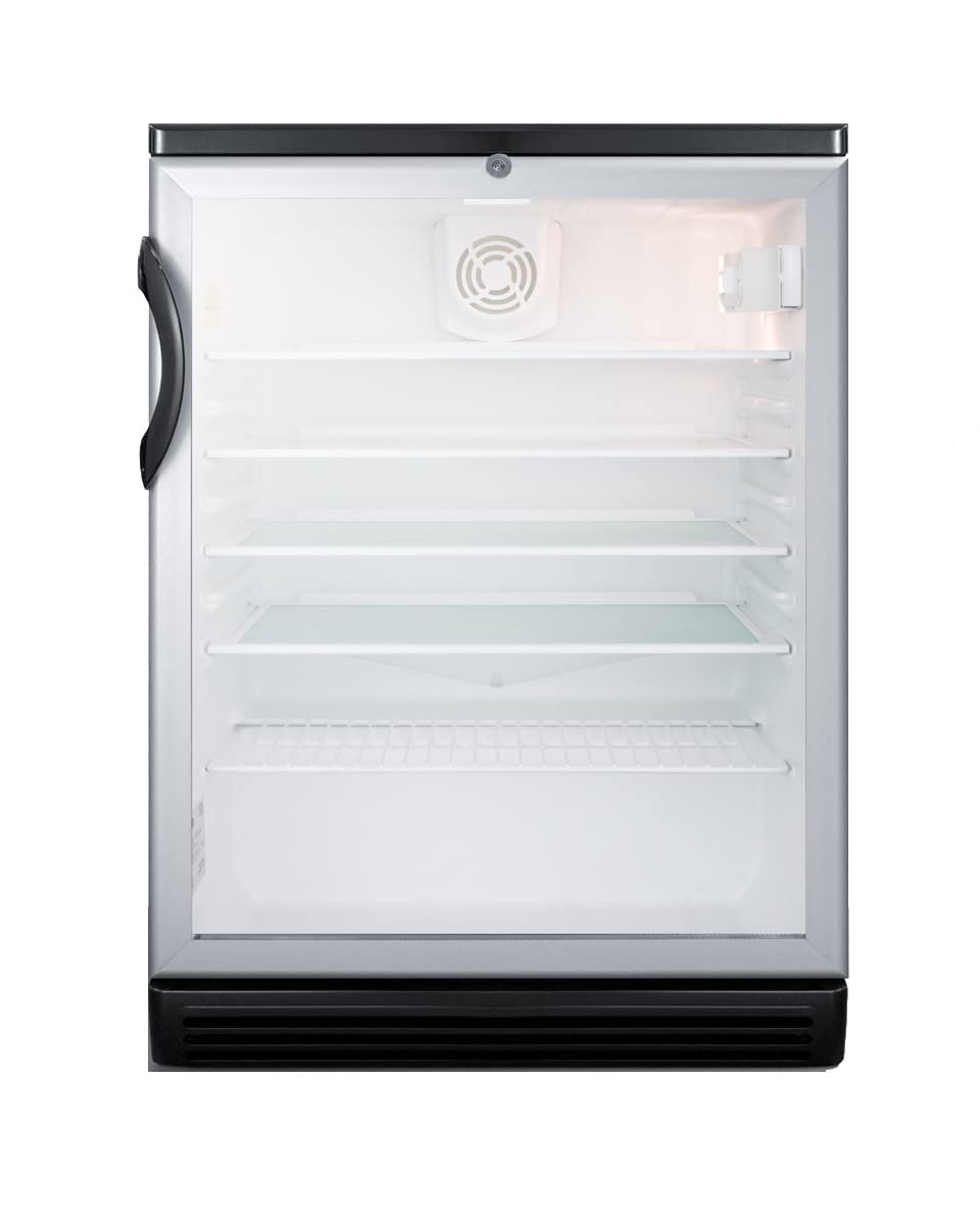 Summit SCR600BGL 24"" Commercial Beverage Center with 5.5 cu. ft. Capacity Double Pane Tempered Glass Door Automatic Defrost and Adjustable Glass Shelves in Stainless Steel