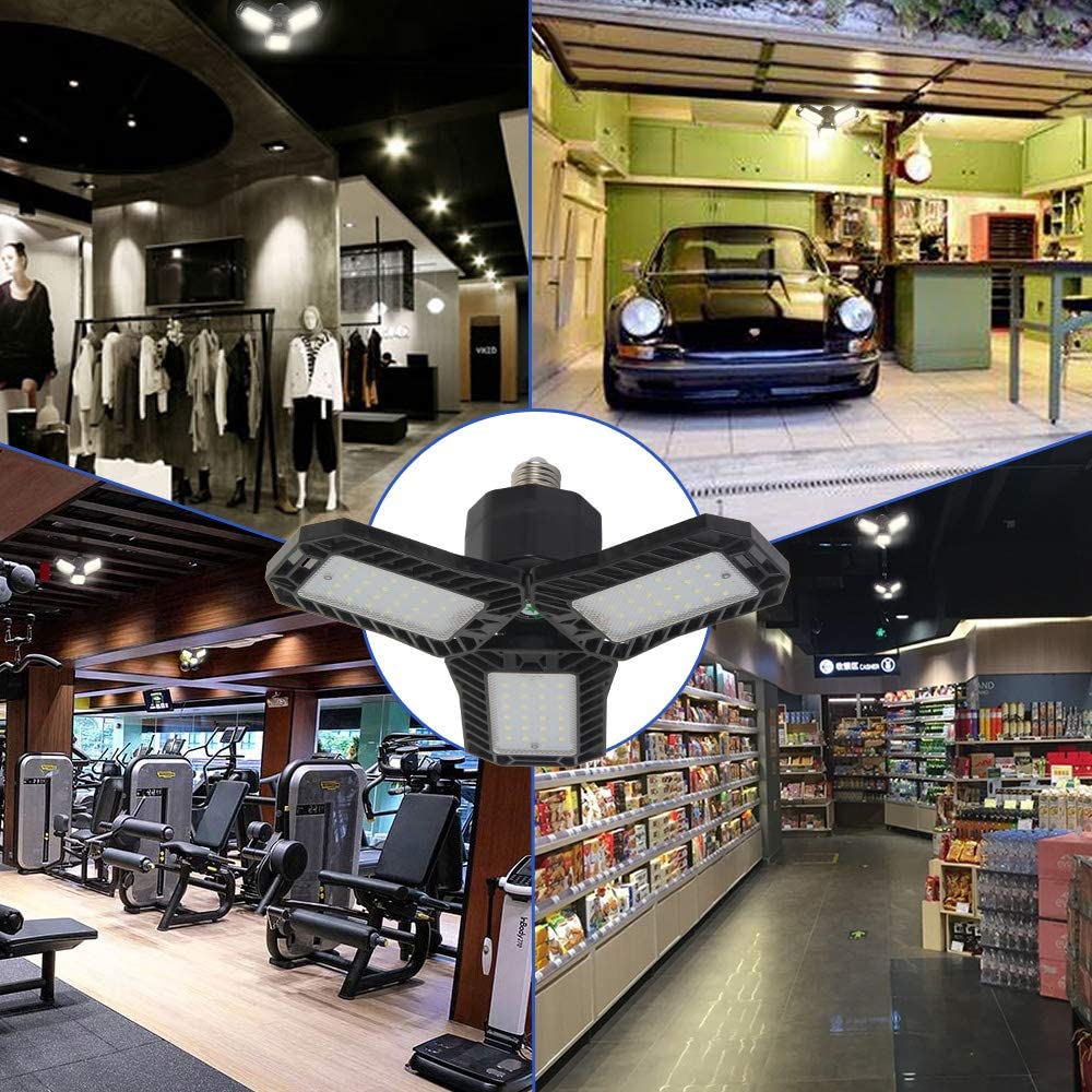 nathome Led Garage Lighting,72 LED(70W Equivalent) Garage Light/Daylight 5000K /Aluminum Cooling System/deformable Leaf Garage Light, Indoor Use Shop Lights,Workshop Light (Eqv 70W 2-Pack)